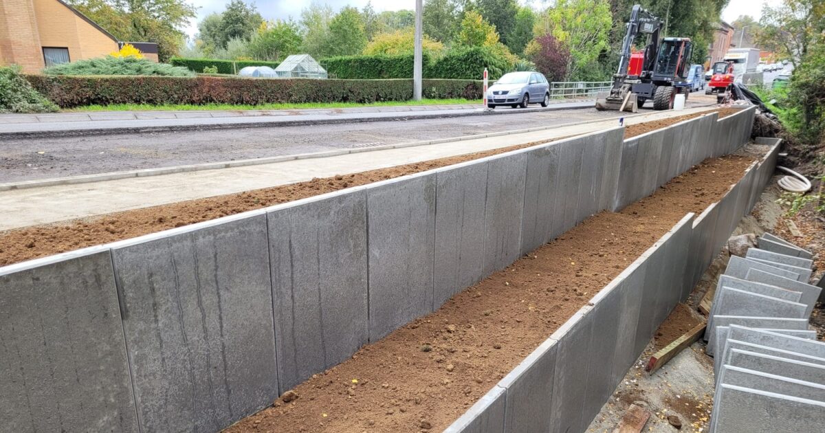 Construction d’un mur de soutènement à Sambreville (N988) | Sotraplant